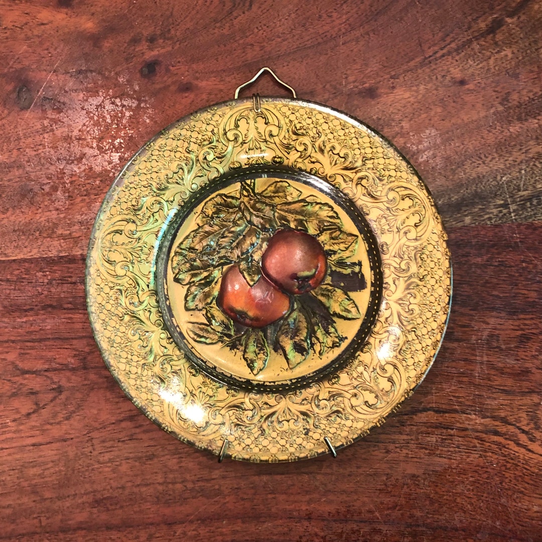Antique C. 1890 - 1920 Decorative Gold Goofus Glass Pressed Plate With ...
