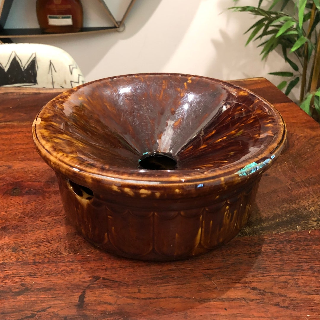 Antique Rockingham Pottery Brown Drip Glaze Stoneware Spittoon With ...