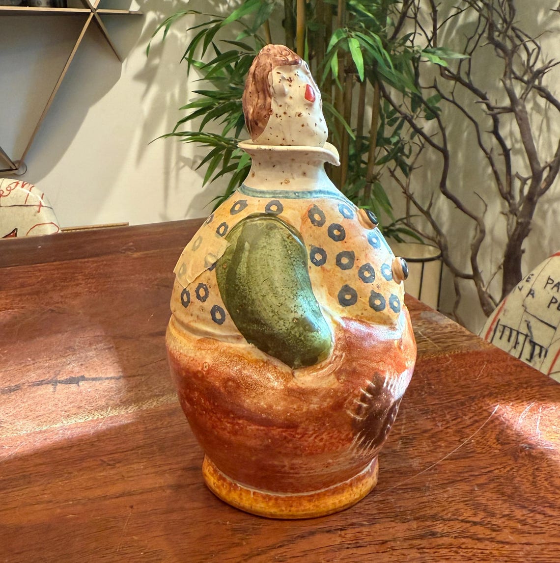 Mid Century Italian Hand Painted Clay Pottery "fat Man" 15 Oz. Liquor ...