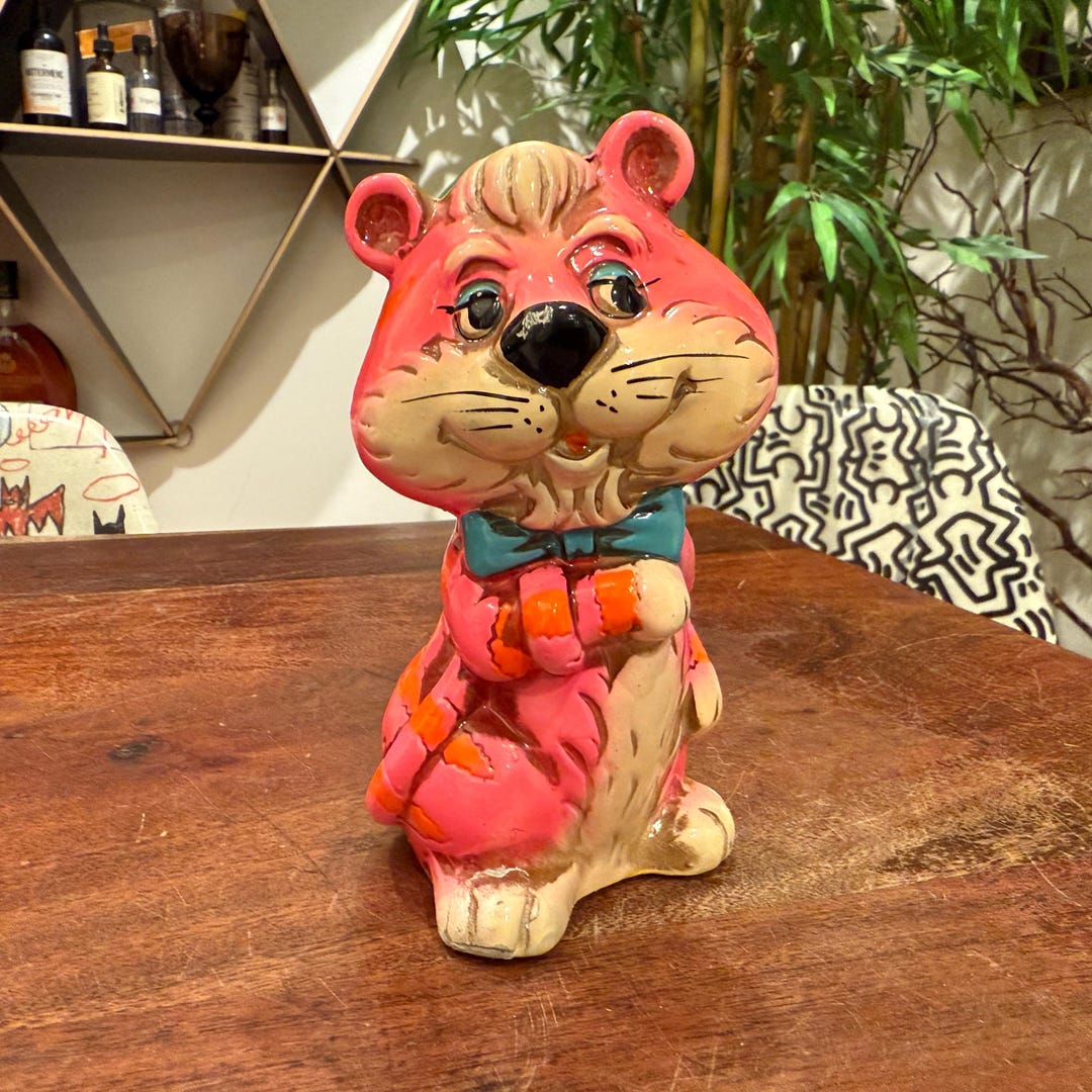 Vintage C. 1969 Hot Pink Tiger Ceramic Figurine by Holiday Fair ...