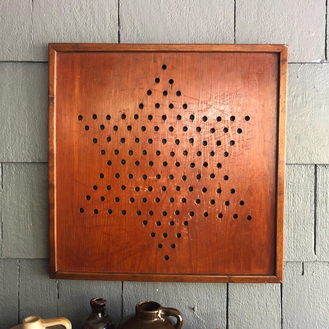 Antique Large Wooden 25 Square Chinese Checkerboard Vintage Chinese ...