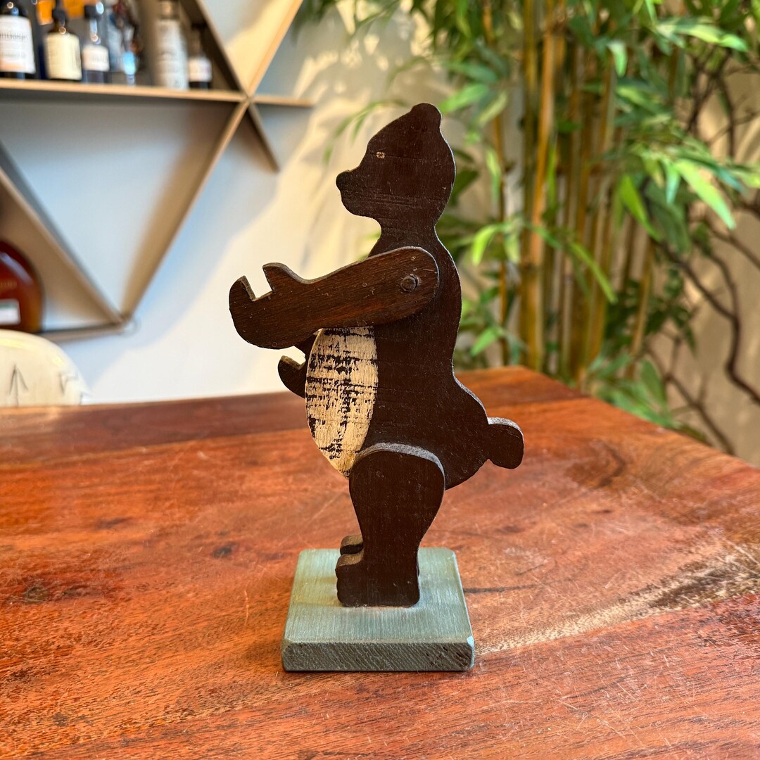 Vintage C. 1984 Signed & Hand Made Bear Figurine Business Card Holder ...