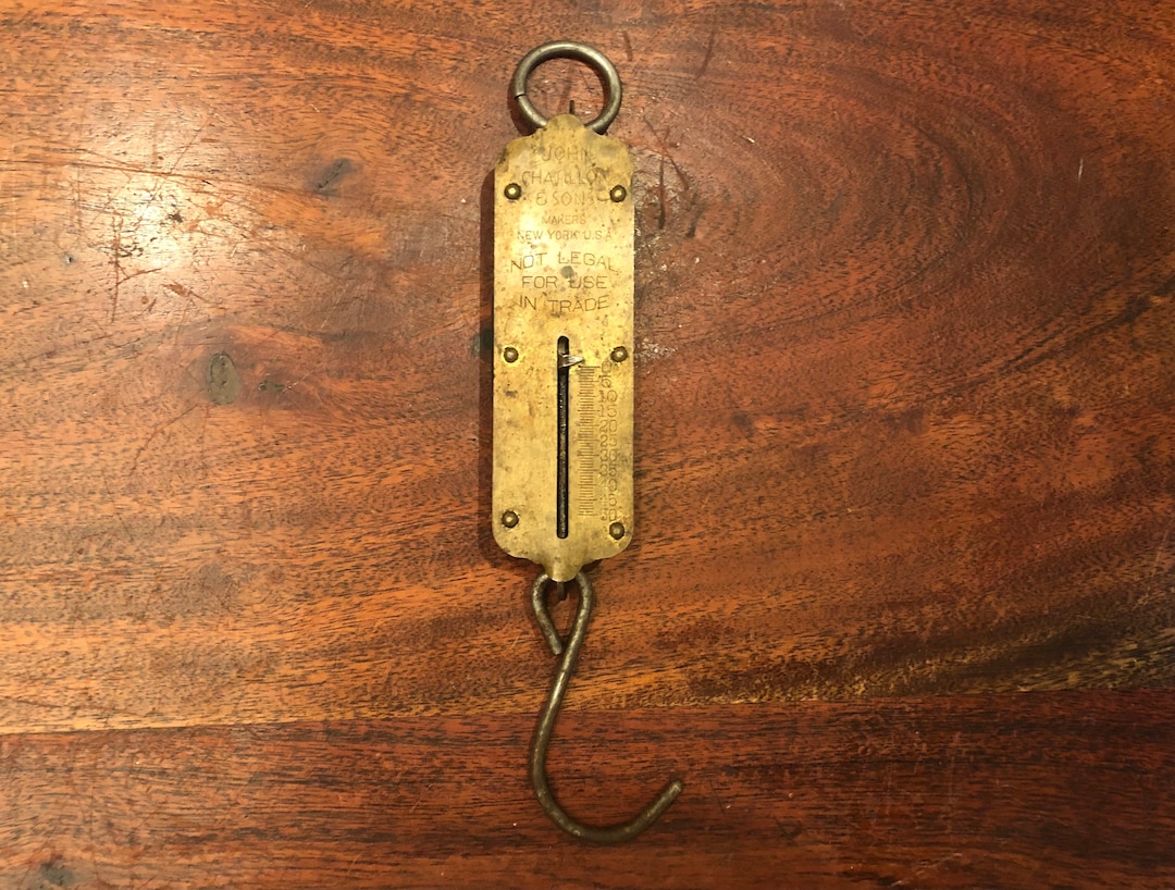 Antique 1800's John Chatillon & Sons Hanging Brass and Steel 50 Lb ...