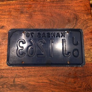 Vintage C. 1976 Kansas License Plate / Blue & White Car Tag Kansan ...