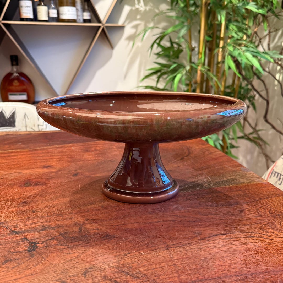 Mid Century Modern Haeger Pottery Reddish-brown & Green Pedestal ...