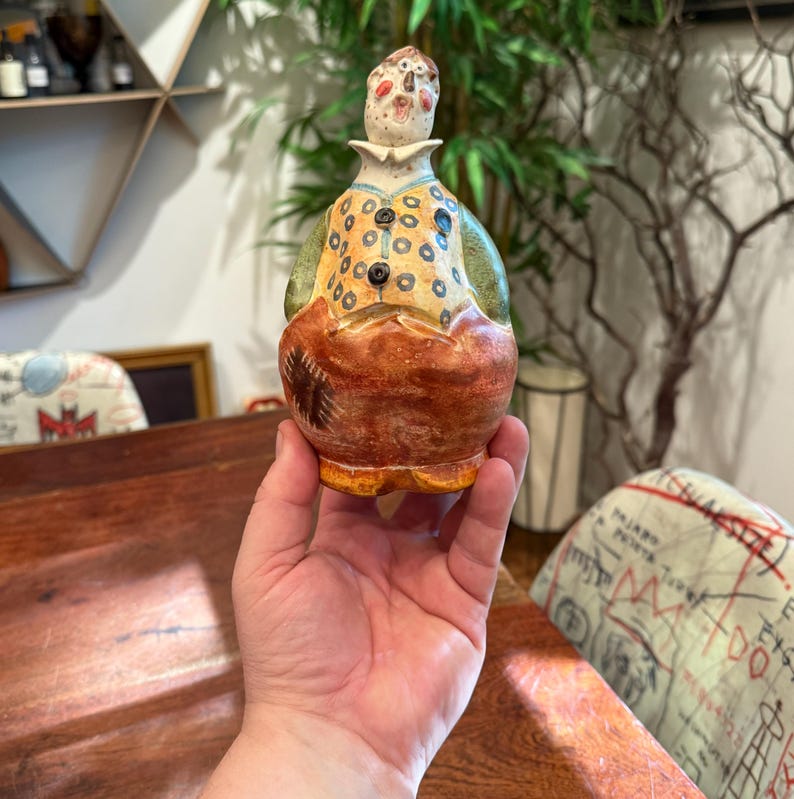 Mid Century Italian Hand Painted Clay Pottery "fat Man" 15 Oz. Liquor ...