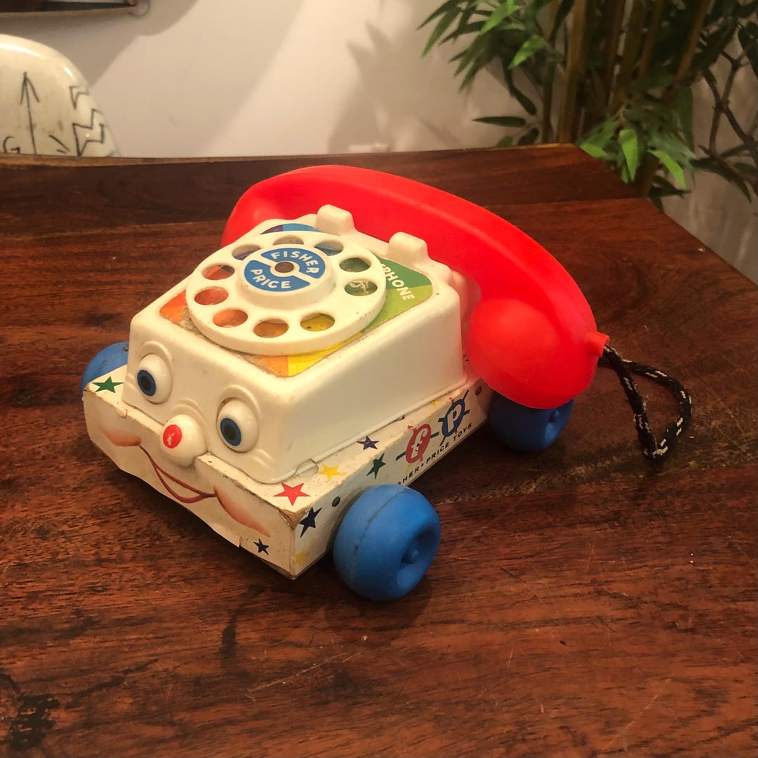 Mid Century C. 1961 Fisher-price Rolling Wood & Plastic Telephone Toy ...