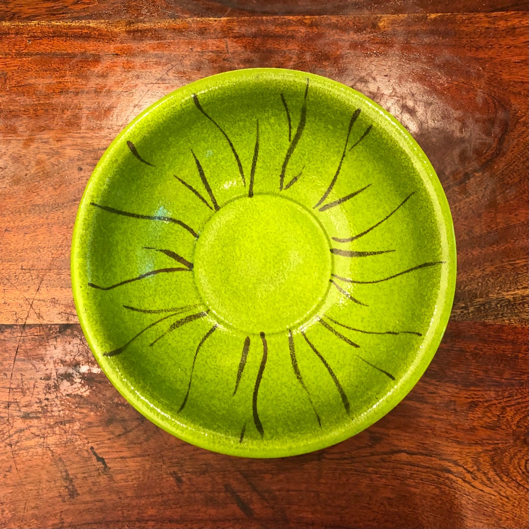 Vintage Italian Stoneware Pottery Hand Painted Lime Green 11-3/8 ...