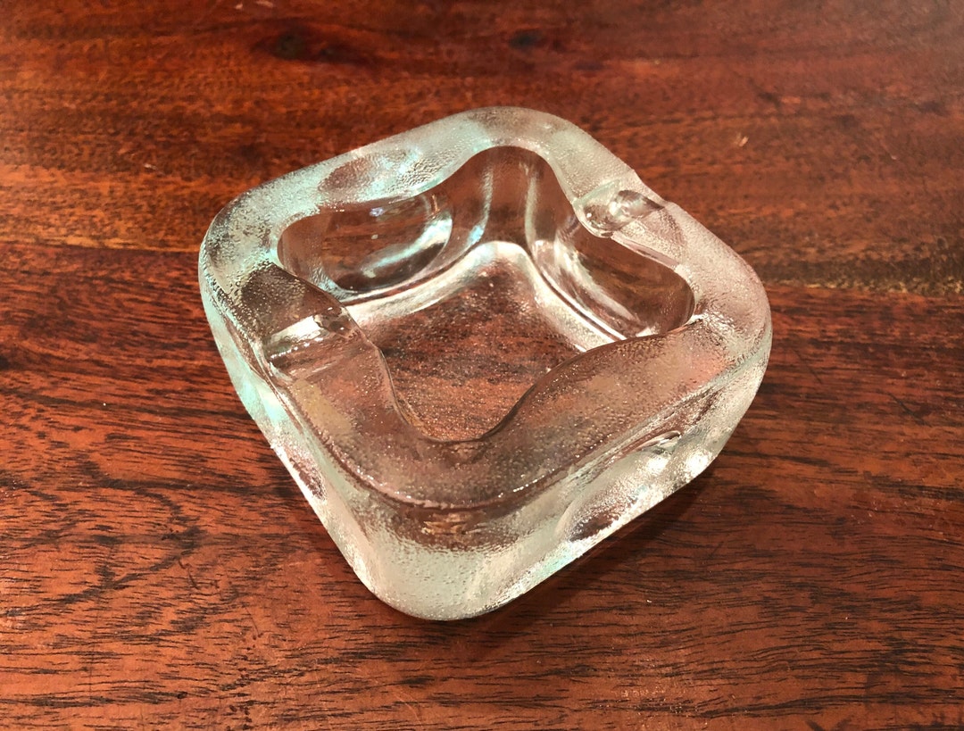 Mid Century Modern Thick Glass Ashtray - MCM Home Decor - Smoking ...