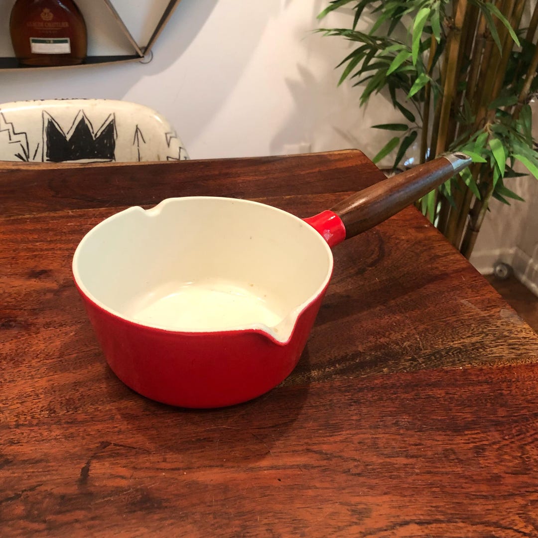 Vintage Danish Modern COPCO Red Enamelware on Iron Cooking Pot With Lid ...