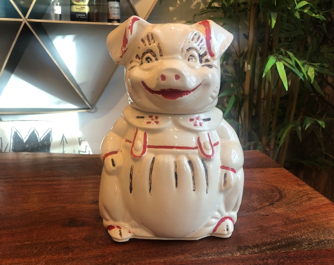 Mid Century 1950's Smiling Pig Bisque Cookie Jar by A.B. Co. - Hog Farm ...
