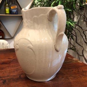 Antique 1800's Stoneware Water Pitcher - Vintage 19th Century Victorian ...