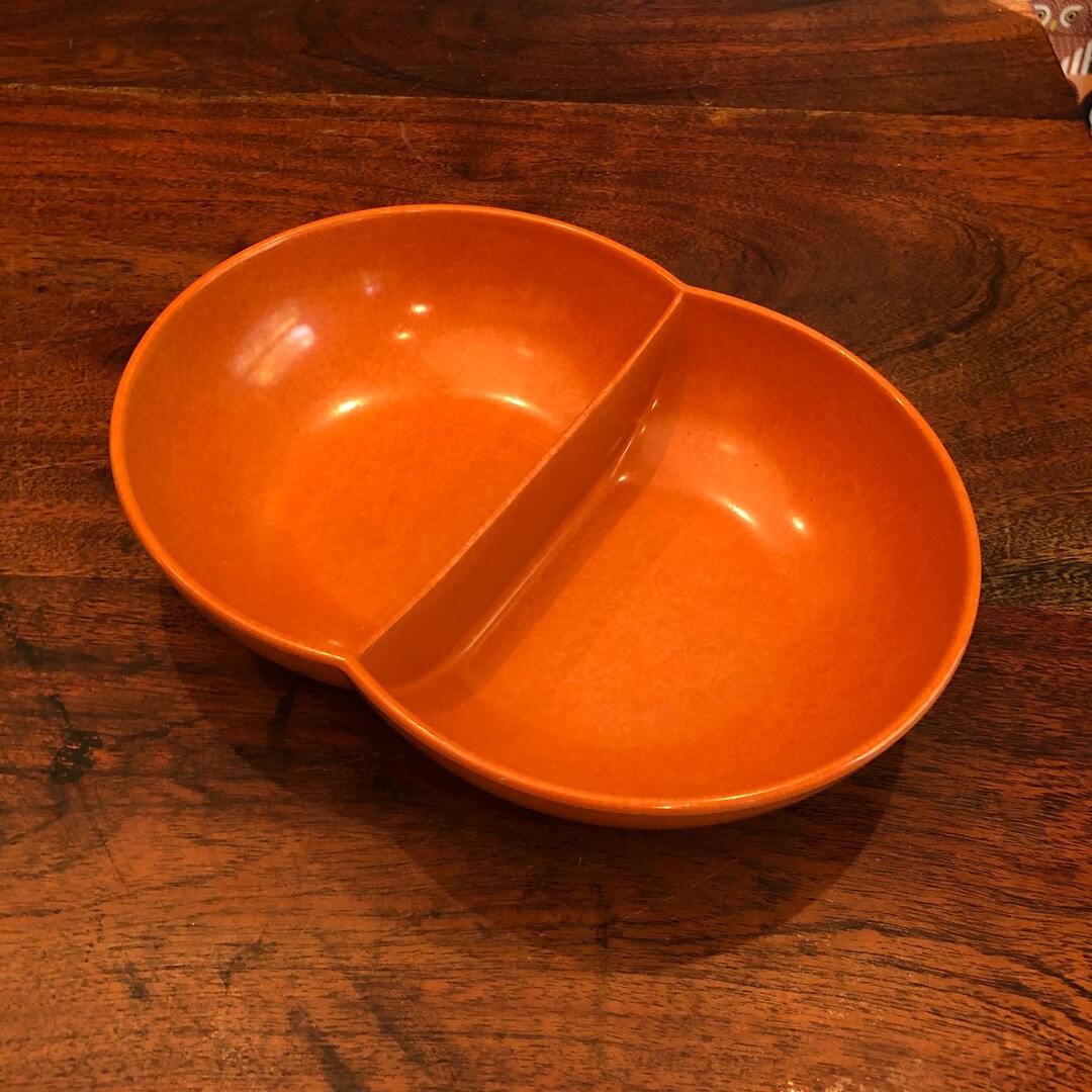 Mid Century 1960's Melmac Color-flyte Orange Divided Serving Bowl by ...
