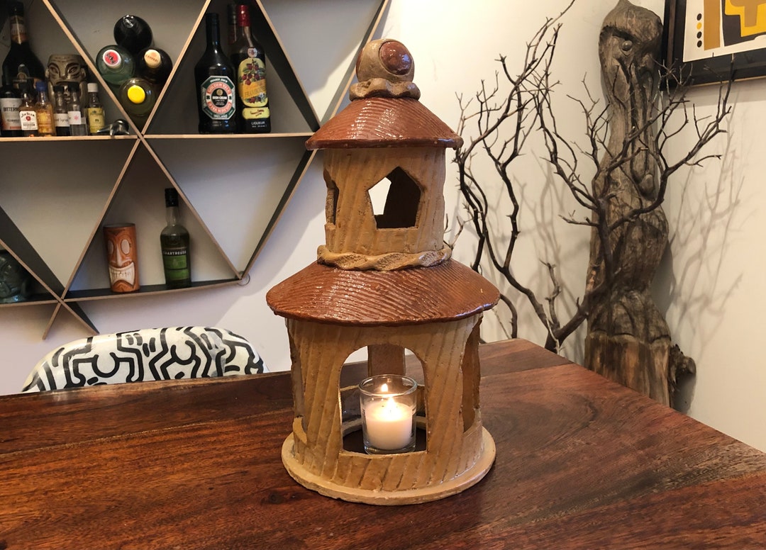 Vintage Mexican Clay Pottery Candle Luminary Outdoor Patio Porch Gift ...