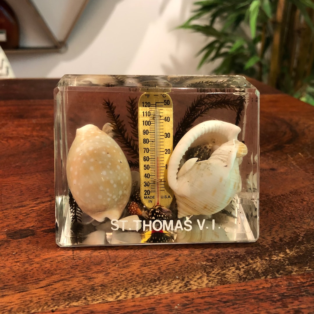 Vintage St. Thomas Virgin Island Souvenir Thermometer With Snow Globe ...