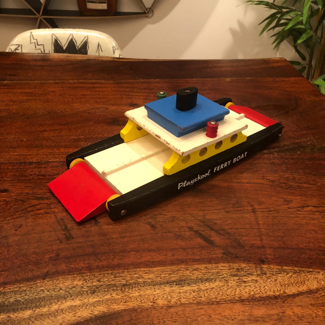 Mid Century 1950's PLAYSKOOL Wooden Ferry Boat Toy Vintage 50's Wood ...