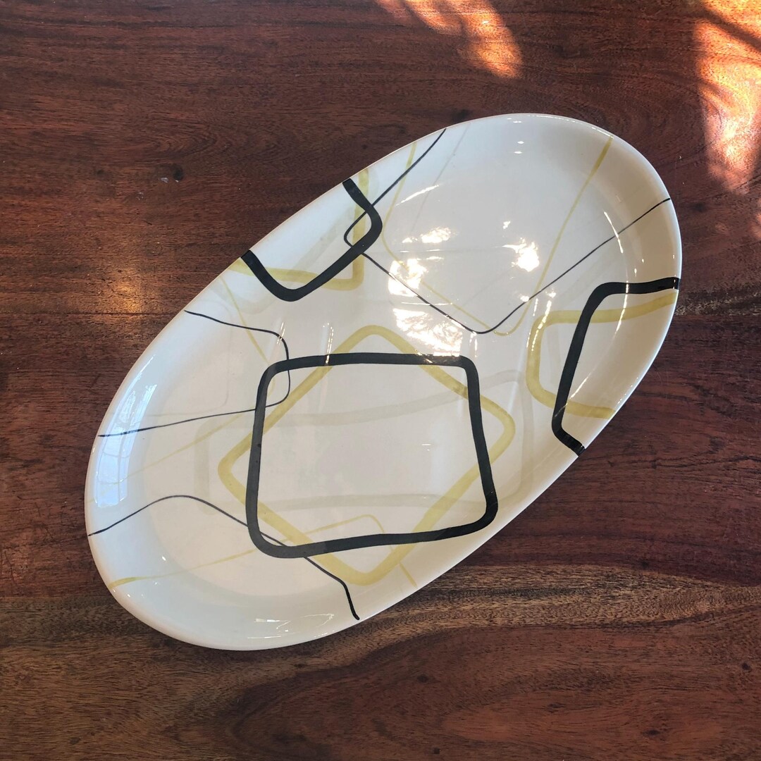 Mid Century Modern C. 1948 - 1955 Redwing Pottery Smart Set 19-5/8" Hand Painted Ceramic Serving ...