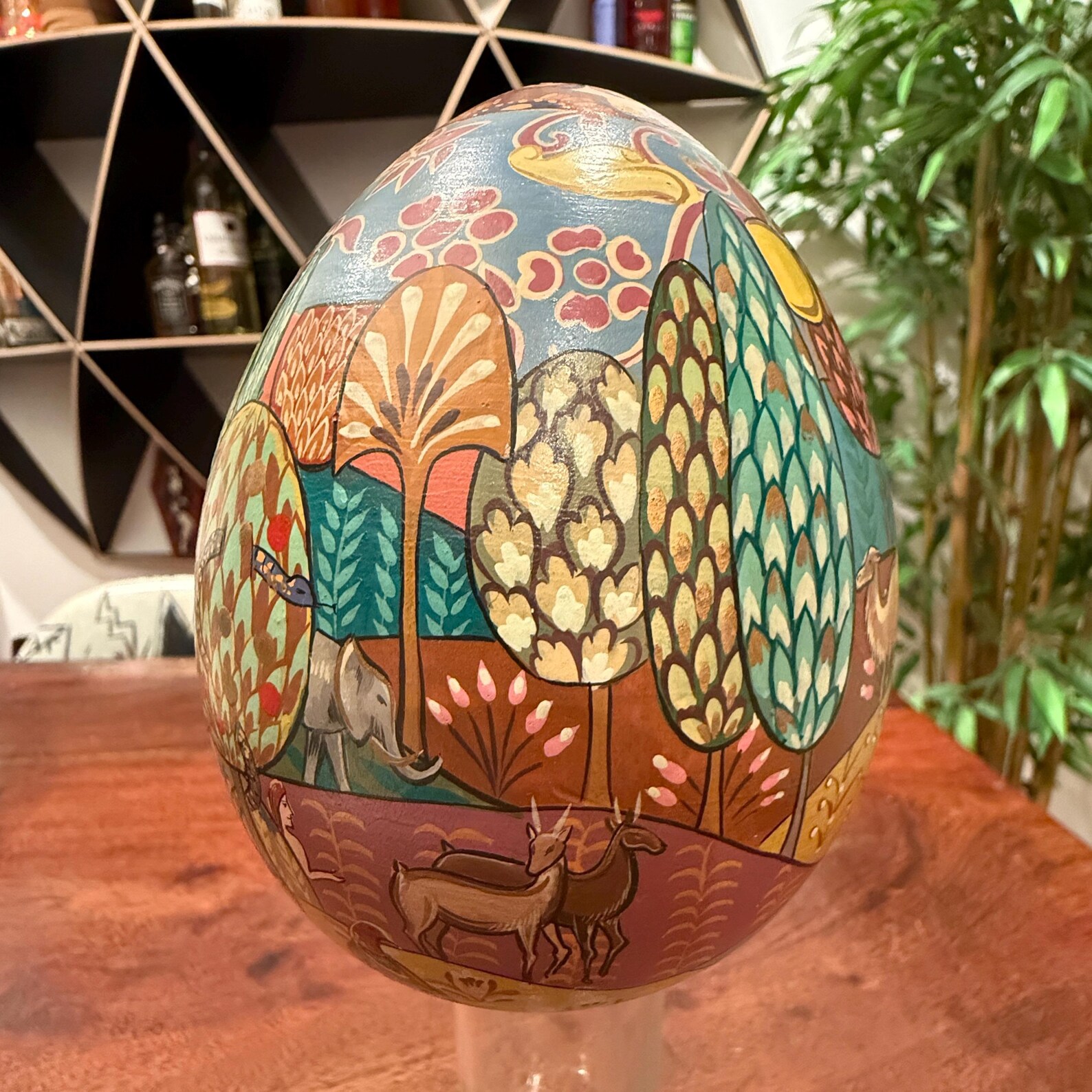 Vintage C. 1996 Signed Adam & Eve in the Garden of Eden Hand Painted ...