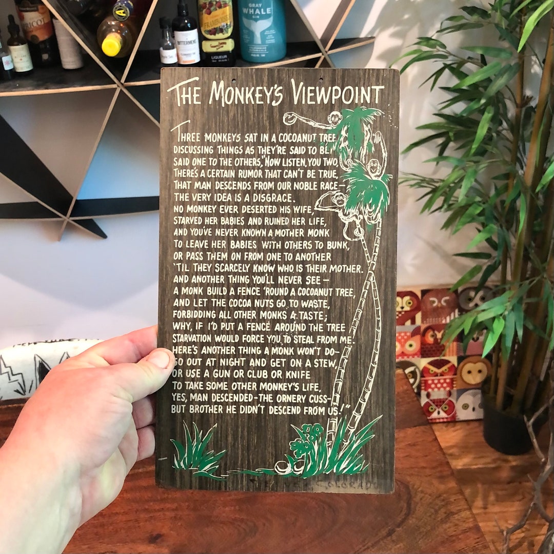 Mid Century the Monkey's Viewpoint Poetry on Chipboard Wall Hanging ...
