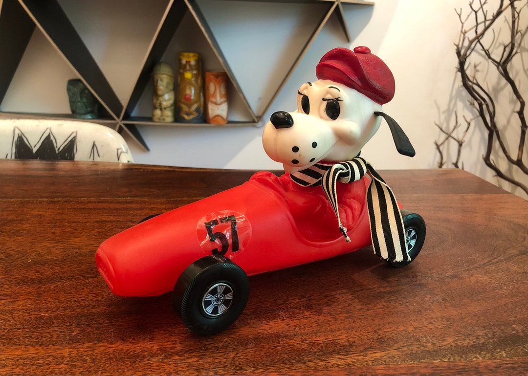Vintage 1960's Bank Robber Dog in Red Race Car Piggy Bank From First ...