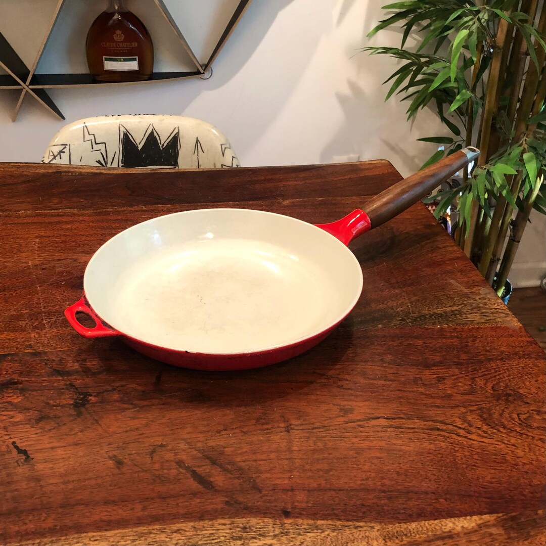 Vintage Danish Modern Copco DENMARK 10" Red Enamelware Cast Iron Frying ...