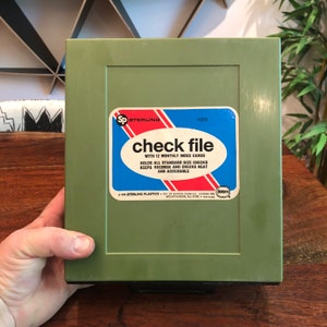 Vintage C. 1972 Check File Avocado Green Hard Plastic Checks Filing ...