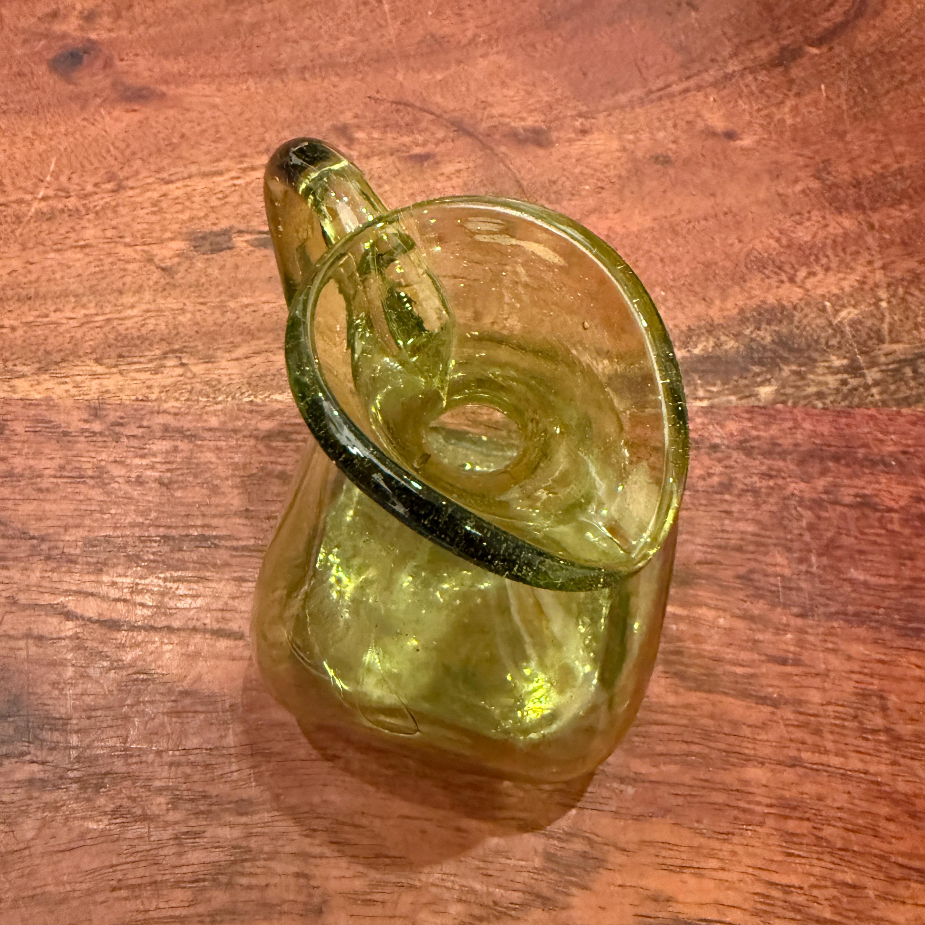Mid Century Modern Hand Blown Emerald Olive Green Glass 6 Oz. Olive Oil ...
