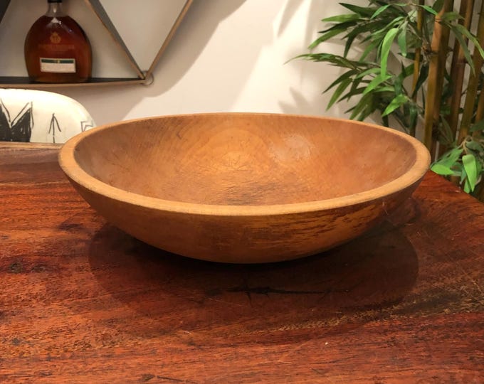 Antique Maple Turned Wood Bowl - Vintage Rustic Country Farmhouse Farm ...