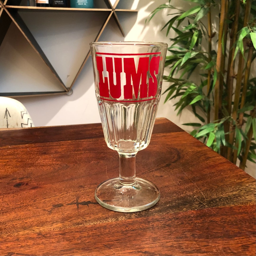 Vintage 1960's 1970's LUM'S Restaurant Red Graphic 8 Oz. Beer Glass ...