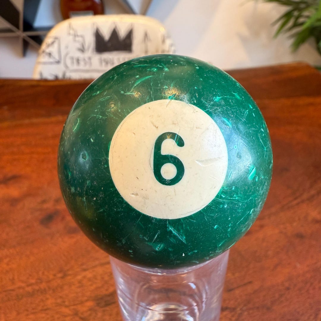 Mid Century 2.25" Number 6 Green Pool Ball - Number Six Billiard Ball ...