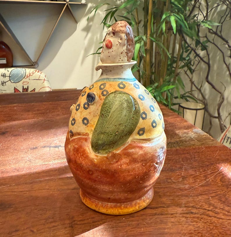 Mid Century Italian Hand Painted Clay Pottery "fat Man" 15 Oz. Liquor ...