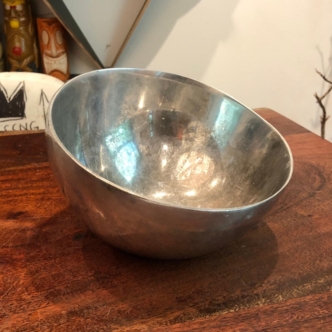 Vintage Nambe 647 Luna Slanted Bowl - 7-1/8" Wide - Nambe Tilted Thick ...