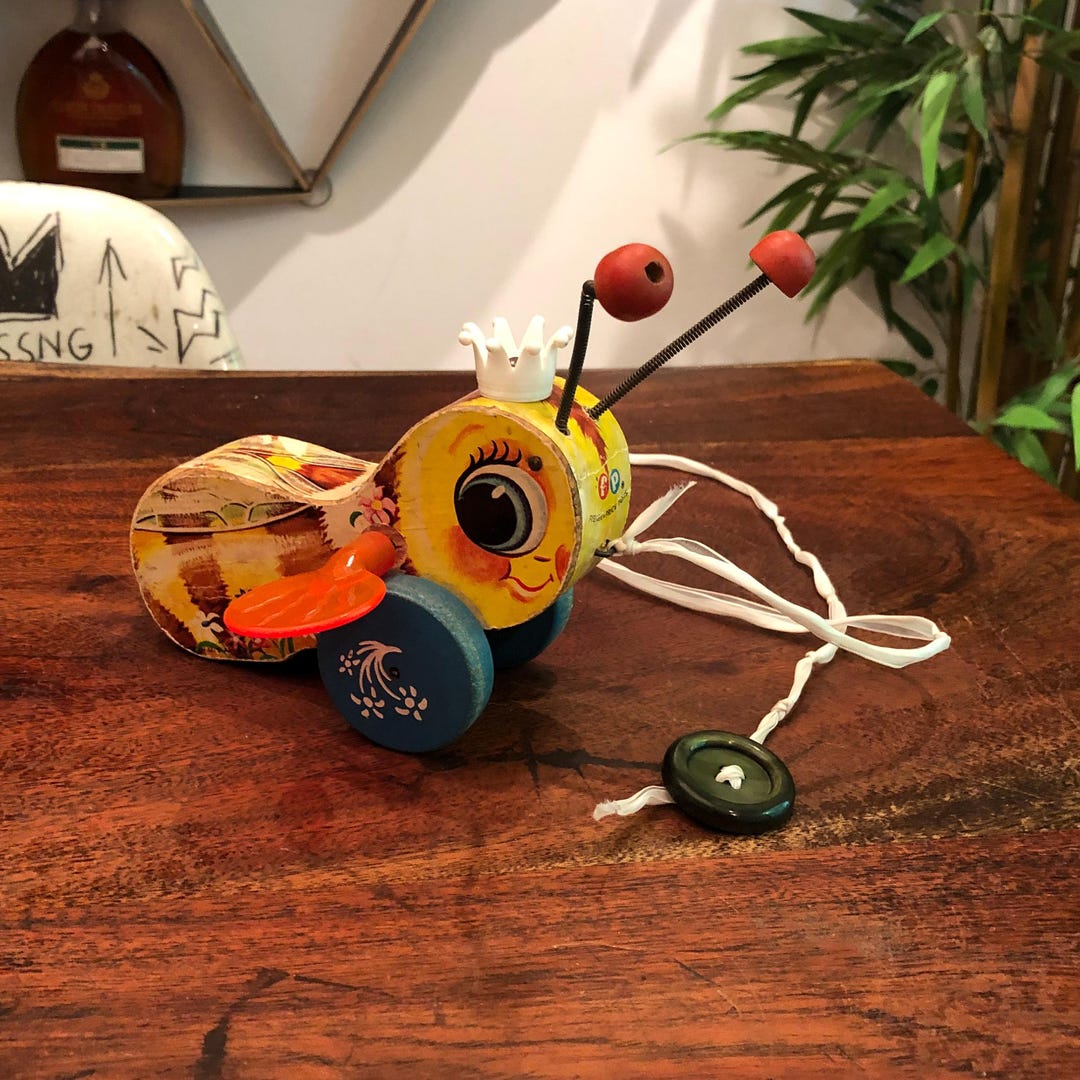 Mid Century C. 1958 Fisher-price Bumble Bee Queen Buzzy Bee Wood and ...