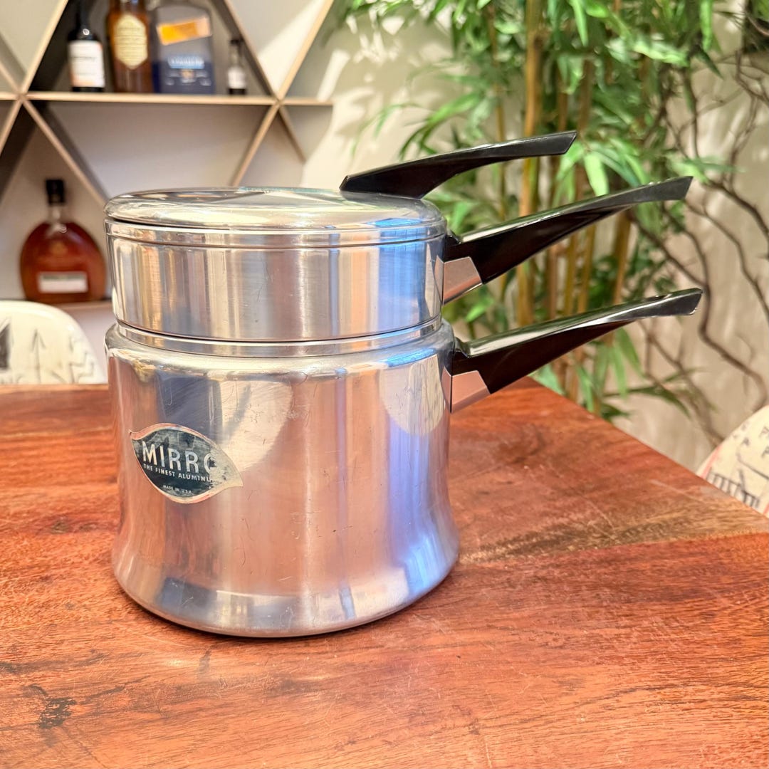 Mid Century MIRRO Aluminum 2 Quart Double Boiler Pot - Vintage 1950's ...