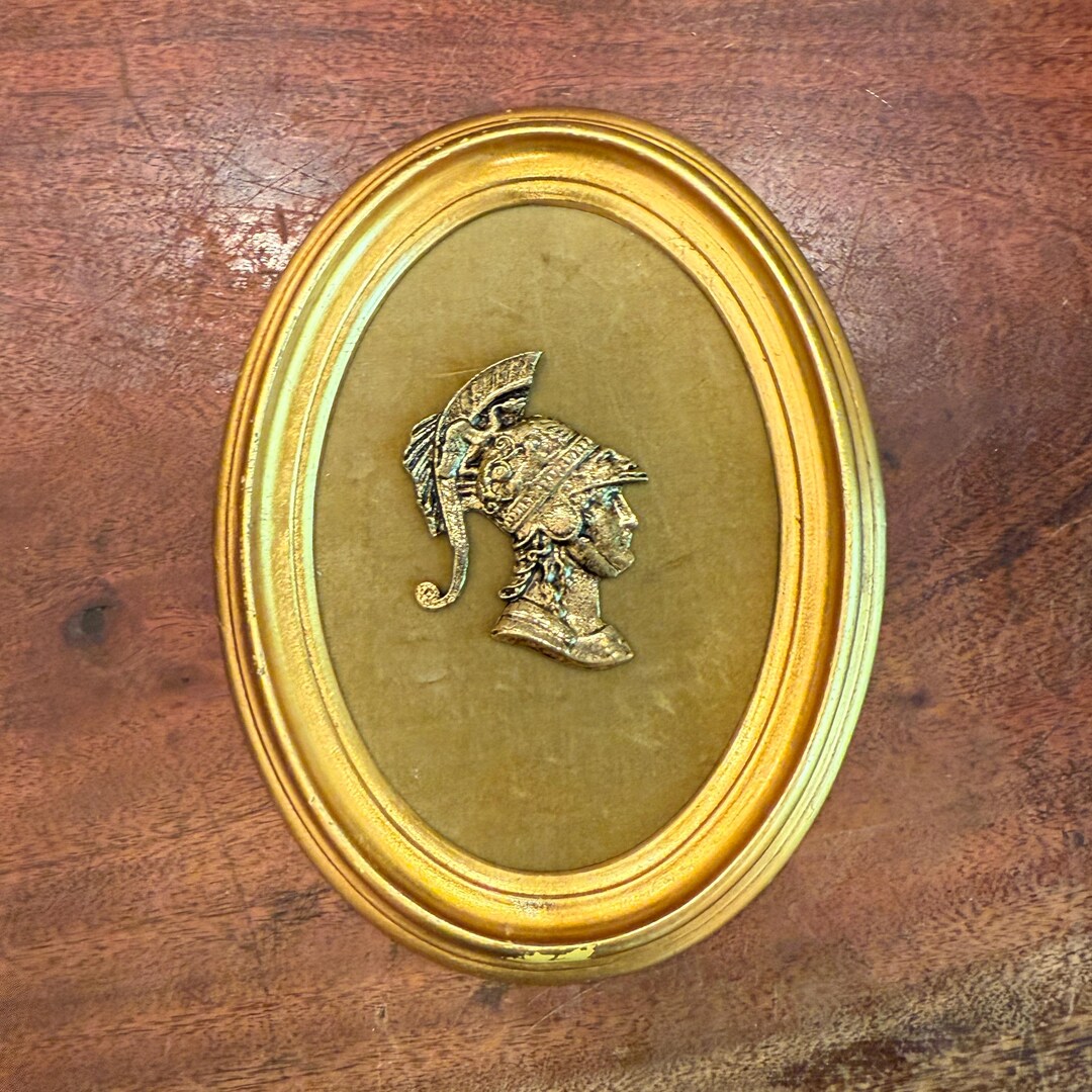 Vintage 1960s Italian Greek Demigod Perseus Bust Metal Gold Oval Wall ...