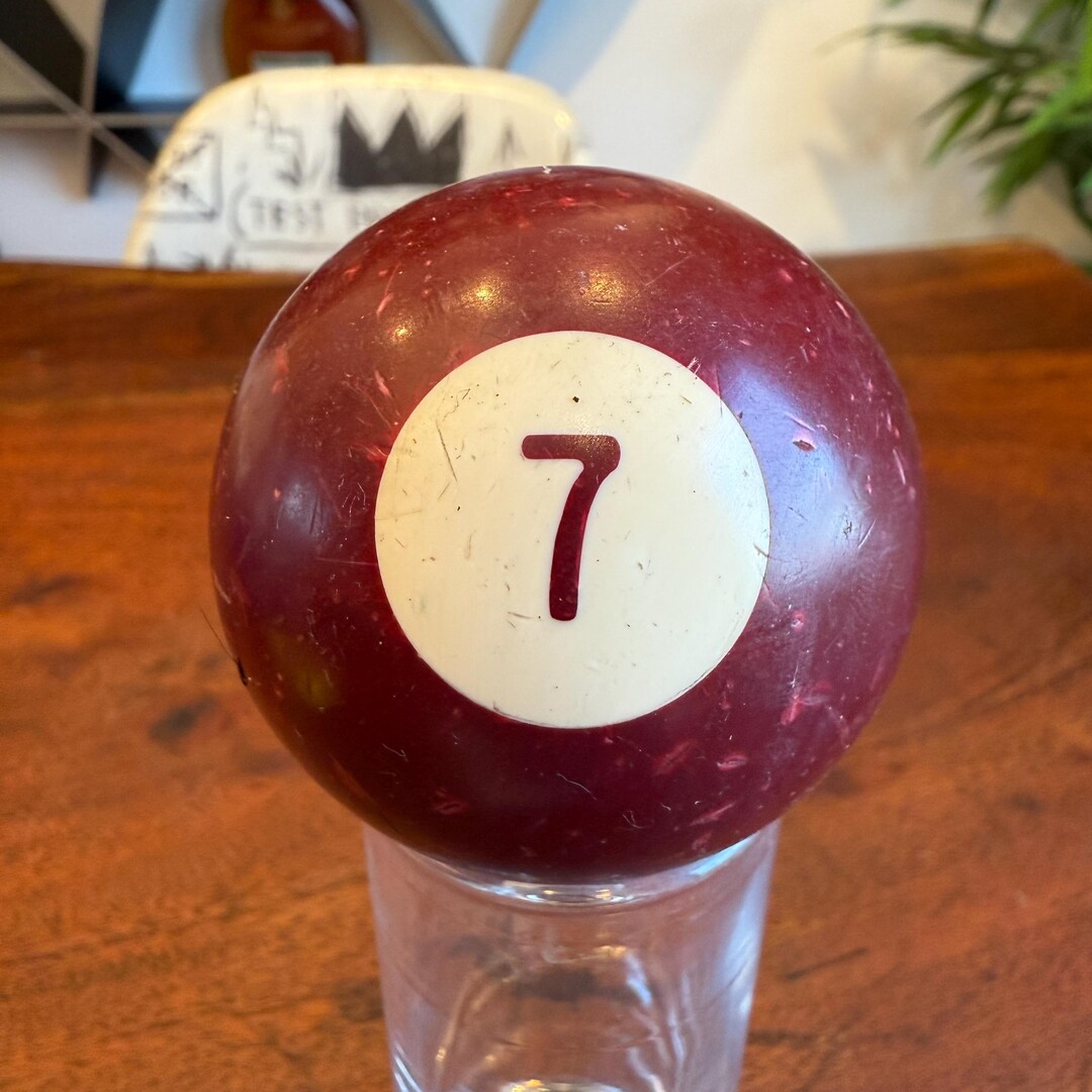 Mid Century 2.25" Number 7 Maroon Pool Ball - Number Seven Billiard ...