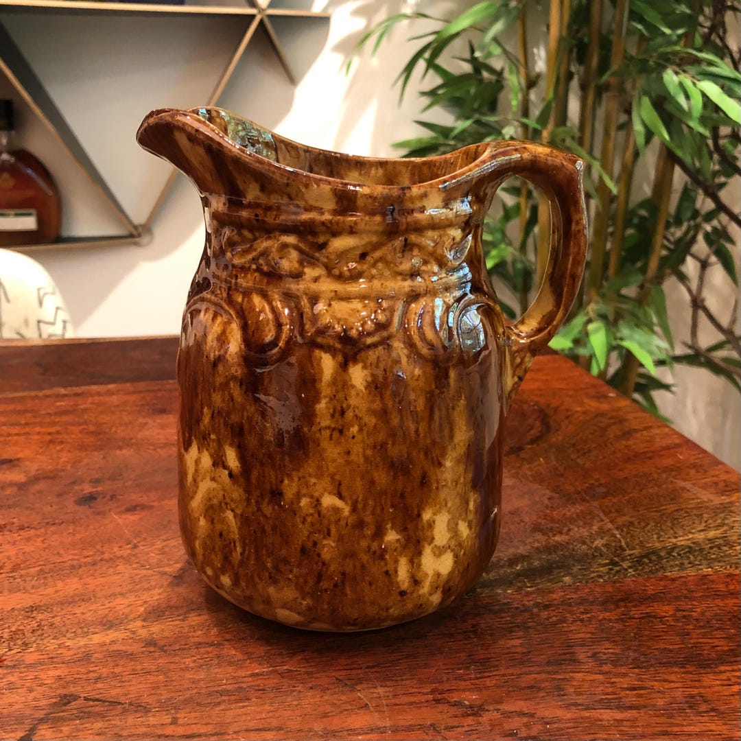 Antique 1800's Bennington Stoneware Pottery Brown Yellow Ware ...