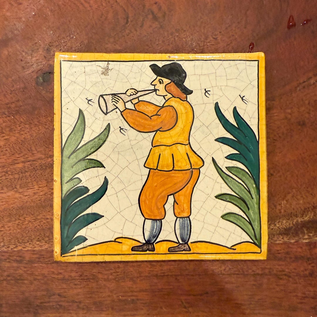 Mid Century Spanish Revival Thick Clay Pottery Decorative Tile Trivet ...