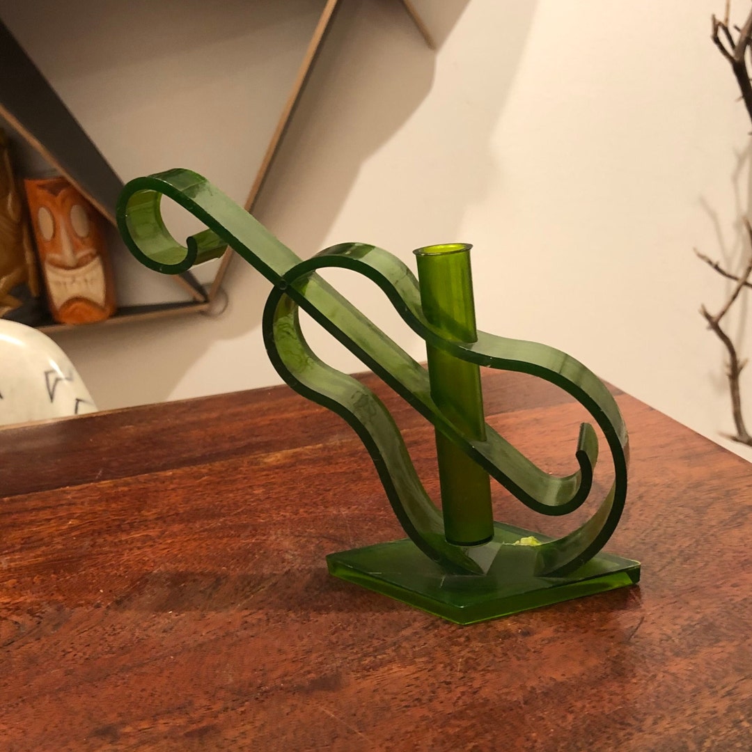 Antique 1940's Art Deco Green Plastic Cello / Violin / Bass Bud Vase ...