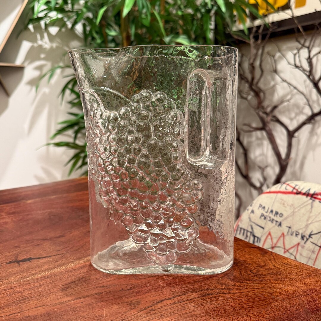 Vintage Riedel Glass 64 Oz. Wine Carafe With Grapes Relief - Water ...