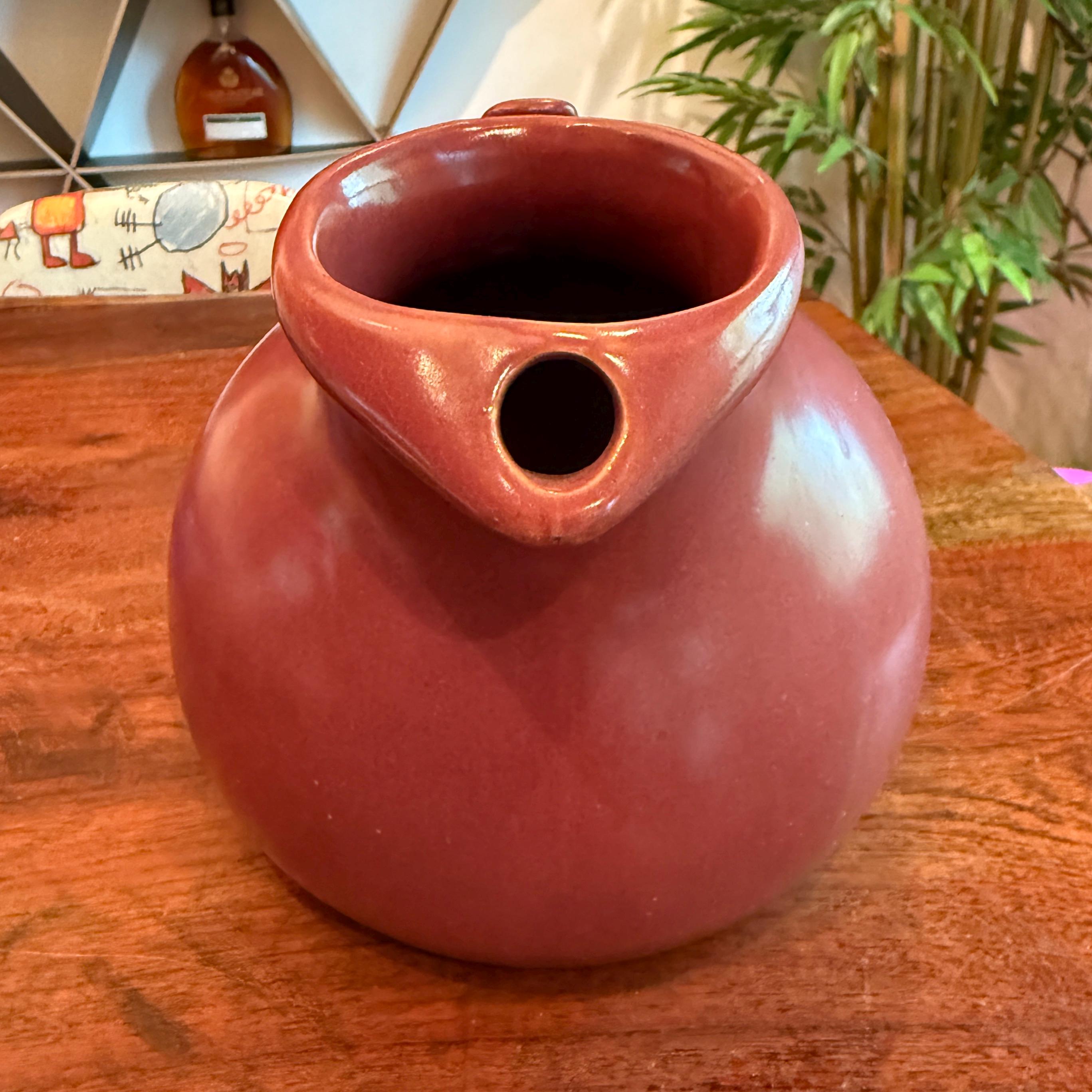 Vintage 1940s Uhl Art Deco Burgundy Stoneware Pottery Pitcher With Ice ...