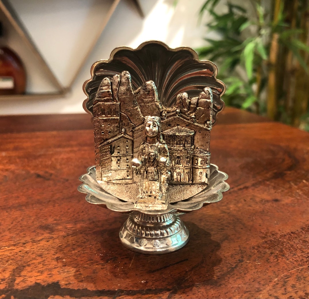 Vintage Spanish Silver Metal Madonna Holding Orb & the Christ Child ...