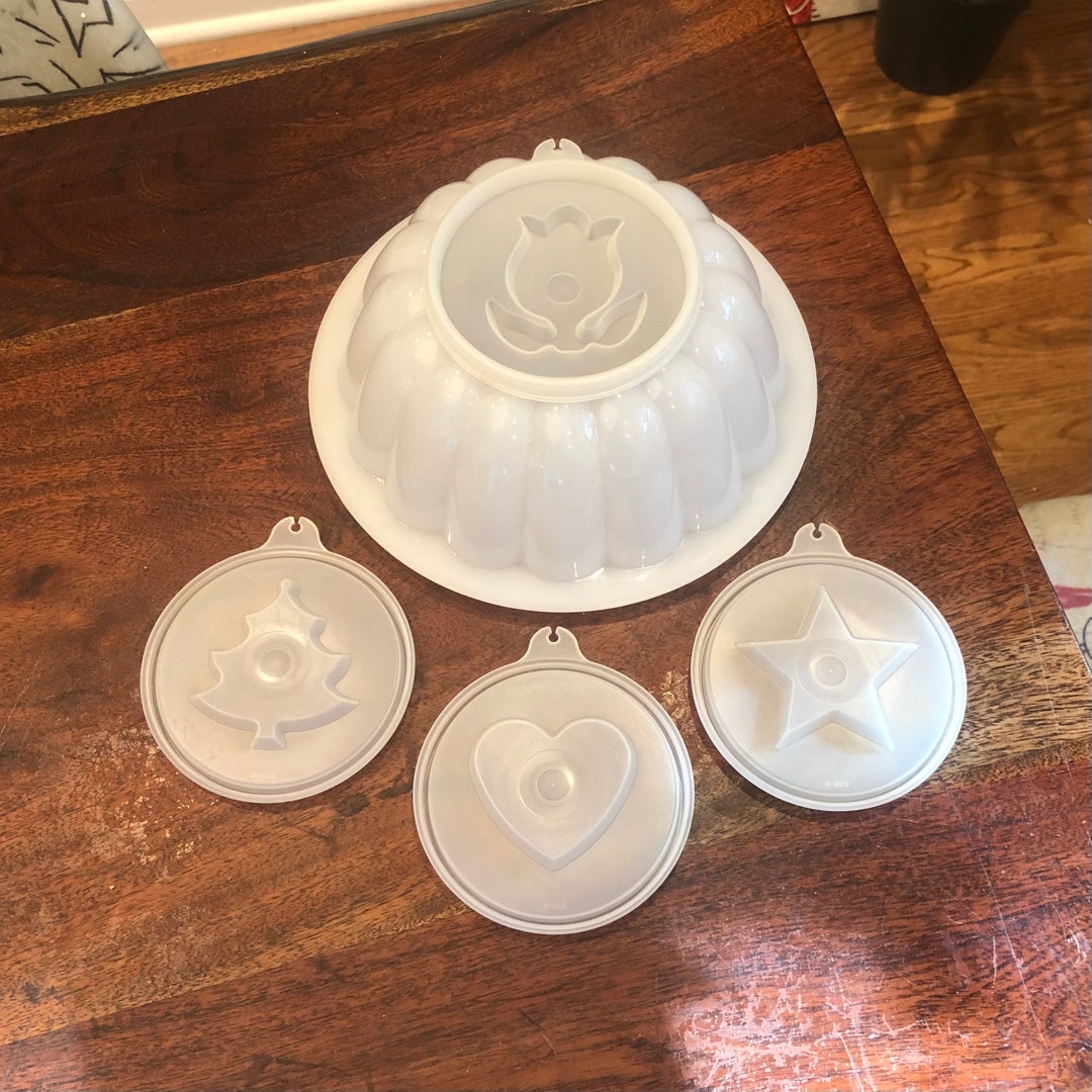 Vintage 1970's White Tupperware Jell-o Mold With Four Interchangeable ...