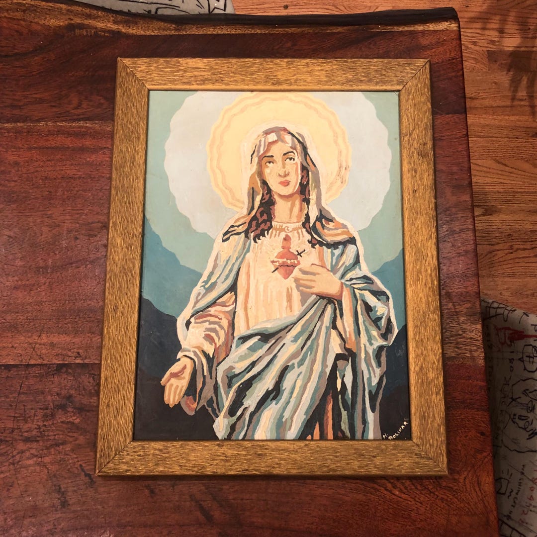 Mid Century C. 1959 Signed Immaculate Heart of Mary Paint-by-numbers ...