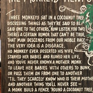 Mid Century the Monkey's Viewpoint Poetry on Chipboard Wall Hanging - Vintage Tropical Tiki Bar ...