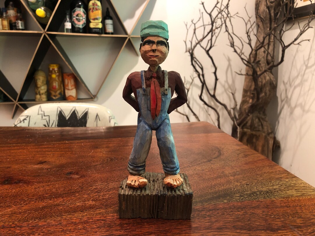 Vintage Hand Carved Wooden Hillbilly Figurine - Vintage Ozarks Mountain ...