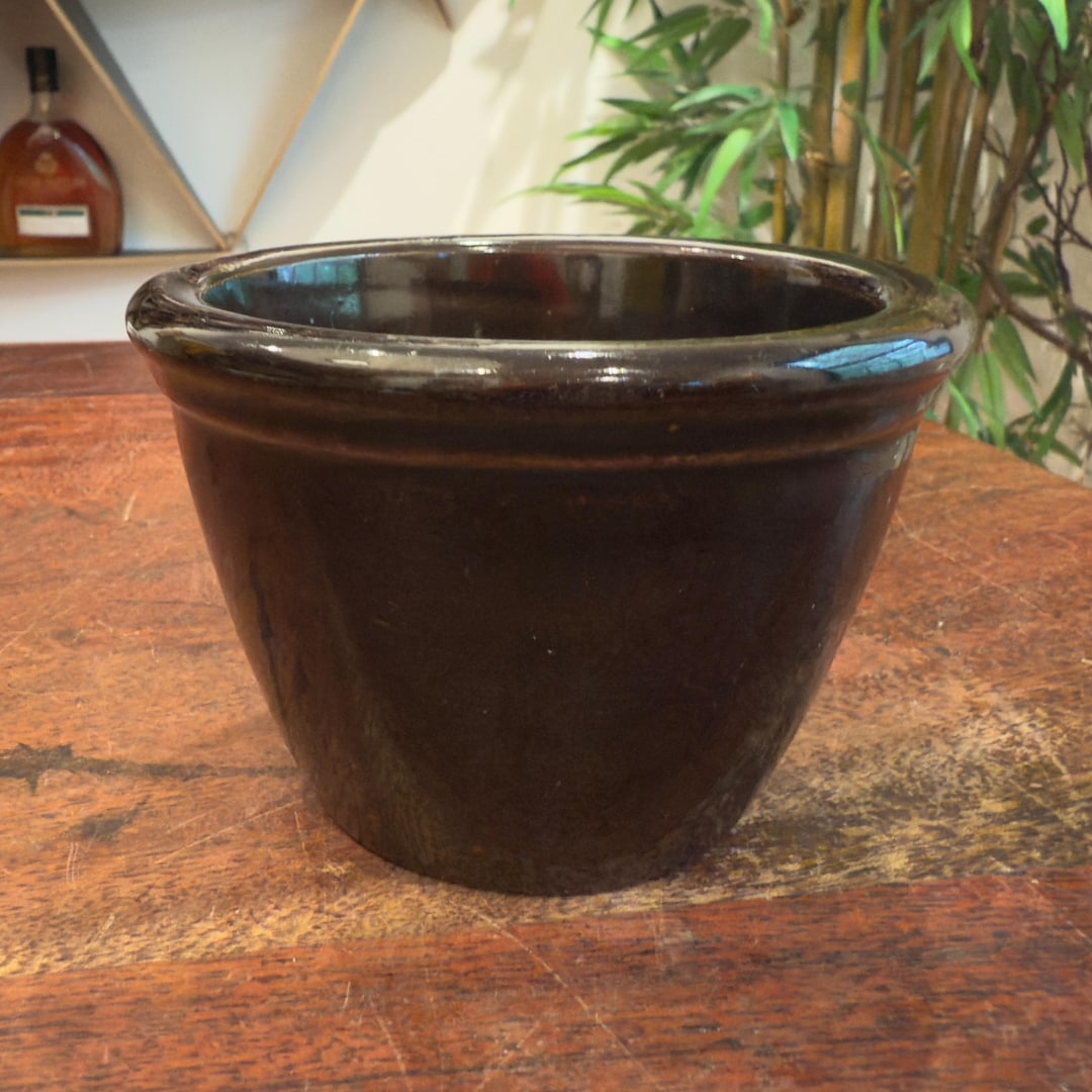 Antique Macomb Dark Brown Stoneware Pottery Ramekin Custard Baking Cup ...