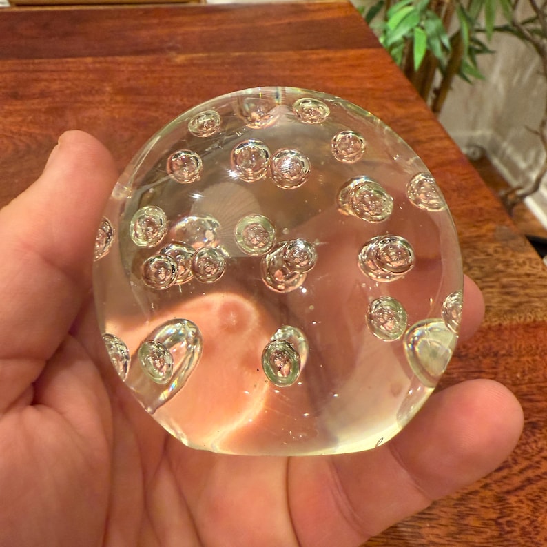 Vintage Clear Bubble Glass Orb Paperweight - Desk Office Accessories ...