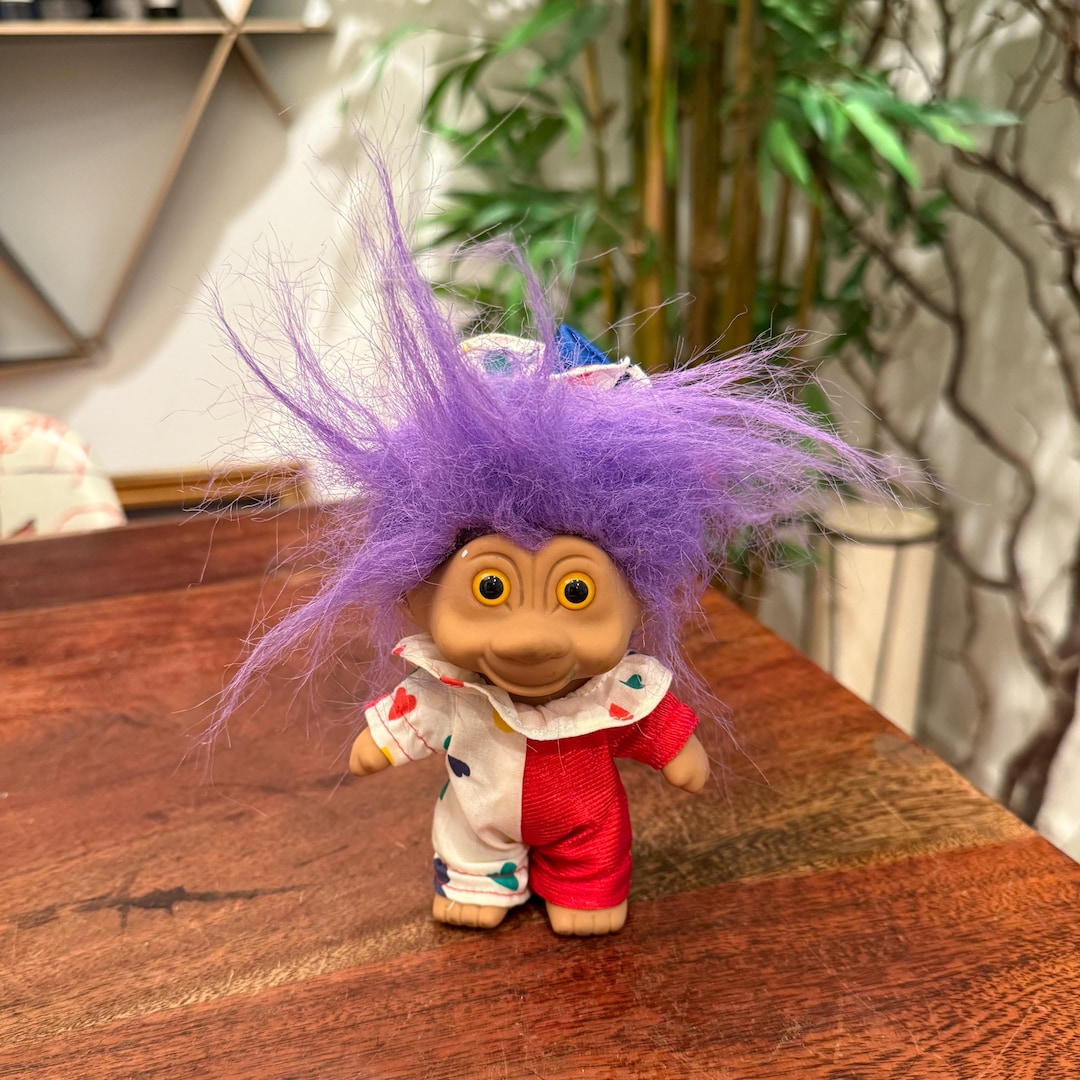 Vintage C. 1991 T.N.T. Clown Rubber Troll Doll With Purple Hair - 7 ...