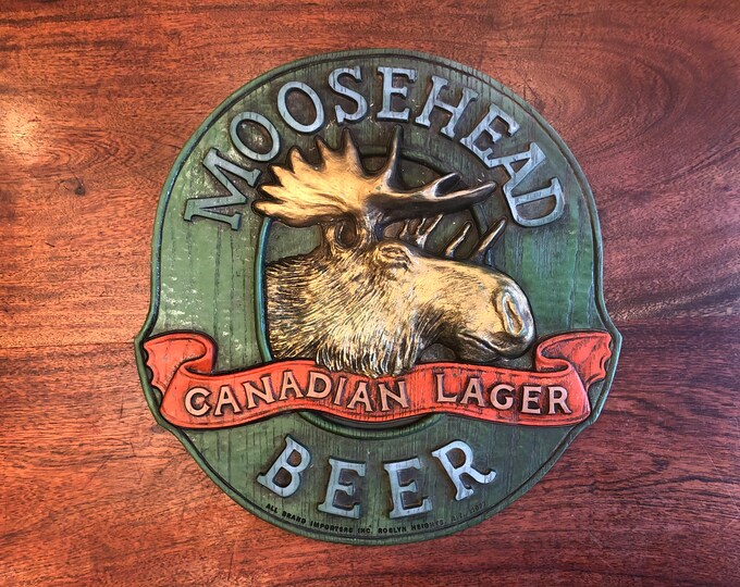 Vintage Thick Plastic Moosehead Beer Bar Sign - Canadian Lager ...